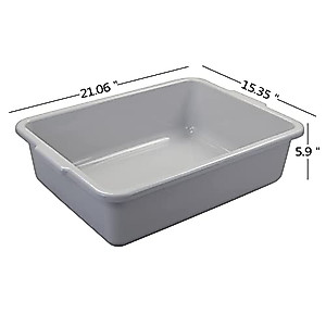 Anbers 4-Pack Commercial Tote Box, Plastic Bus Box, Bus Tubs, 22 L, Gray