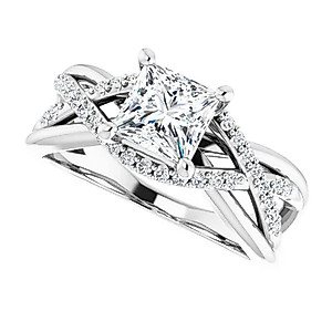 JEWELERYIUM 1 CT Princess Cut Colorless Moissanite Engagement Ring, Wedding/Bridal Ring Set, Solitaire Halo Style, Solid Sterling Silver Vintage Antique Anniversary Promise Ring Gifts for Her (7)