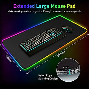 Color Hexagon Honeycomb Pattern RGB LED Gaming Mouse Pad,LED Mouse Pad with 14 Lighting Modes, Non-Slip Rubber Base USB Computer Mousepad for Gamer,Office and Home 11.81"x35.43"