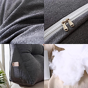 Large Triangular Reading Wedge Pillow, Bed Rest Headboard Cushion Headboard Pillow Bolster Cushion for Twin Full Queen King Daybed Bed Bunk Bed (Color : Black, Size : 31.5inch/80cm)