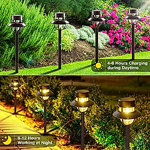 BUCASA Solar Pathway Lights Outdoor 6 Pack, Super Bright Solar Outdoor Lights, Up to 12H IP67 Waterproof Solar Landscape Path Lights Solar Powered Garden Lights for Walkway Driveway Yard Patio Lawn