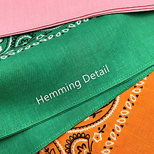 Vamqor 12pcs Bandana for women and men 100% Cotton Custom Fashion Paisley Design Multifunctional Outdoor Square Handkerchief（White）