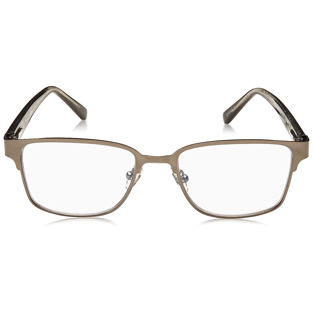 Foster Grant Men's Donovan Square Reading Glasses, Gunmetal/Transparent, 53 mm, +1.00