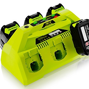 CaliHutt 【 Wall-Hole】 Replace 6 Port Chrager for P135 P117 Ryobi 18V Lithium-Ion Charger Fast Charge with Power Choose Button,6 LED Indicators