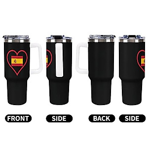 I Love Spain Red Heart 40oz Water Bottle Double Wall Insulated Tumbler with Handle Leakproof Travel Mug White-style