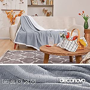 Deconovo Sherpa Bed Blankets for All Season Use - Grey Thick Warm Soft Throw Blanket for Travel, Bed, Couch, Sofa, 50x60 Inches, Grey