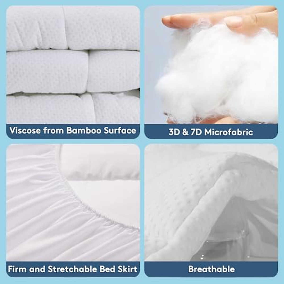 HYLEORY Dual Layer 4 Inch Memory Foam Mattress Topper King Size, Breathable & Medium Support, 2 Inch Cooling Gel Memory Foam & 2 Inch Viscose from Bamboo Pillow Top Mattress Pad Cover for Back Pain