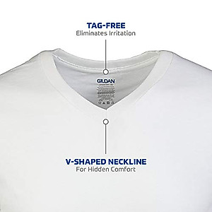 Gildan Men's V-Neck T-Shirts, Multipack, Style G1103, White (6-Pack), Large