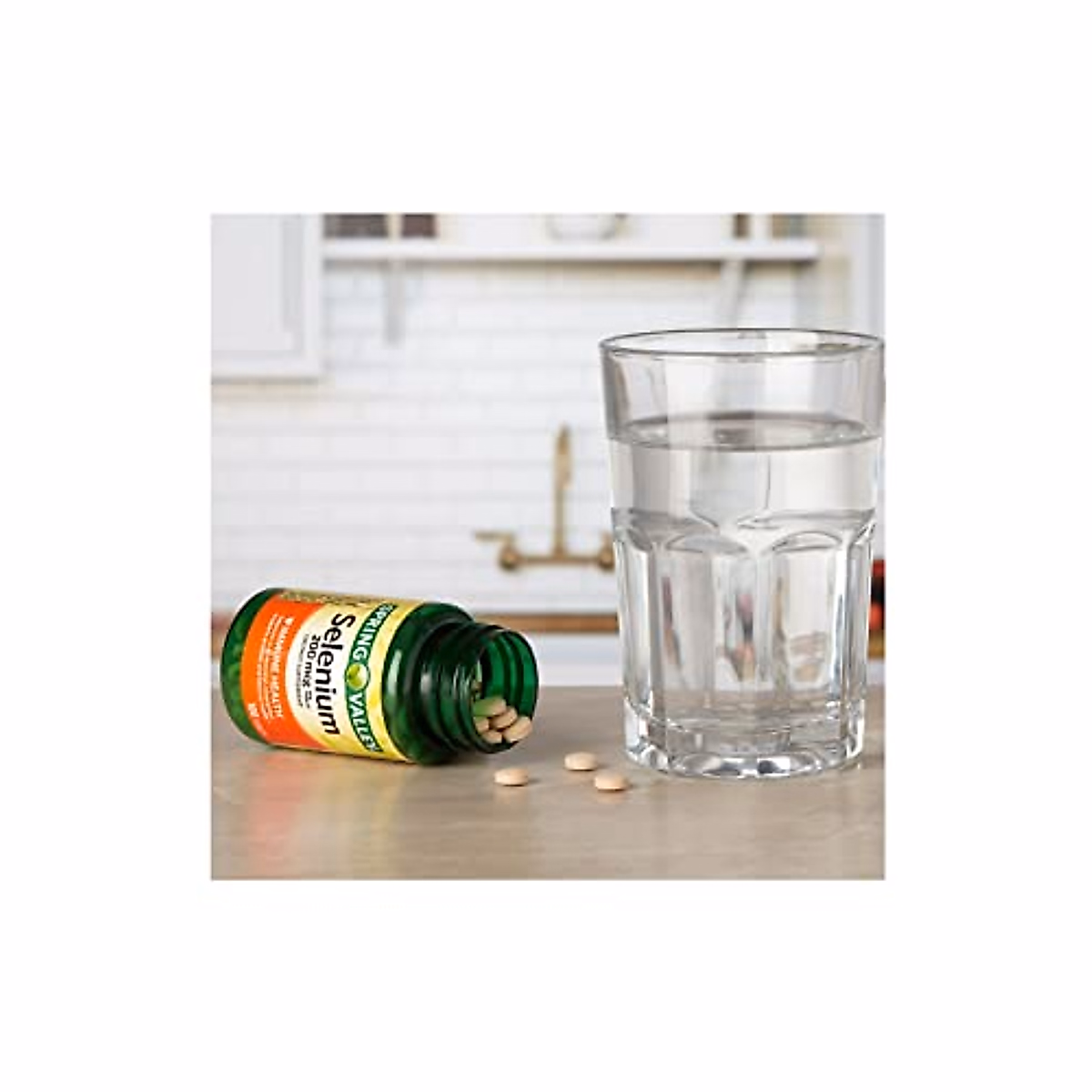 Spring Valley Selenium 200 mcg, 100 Count + STS Home Sticker.