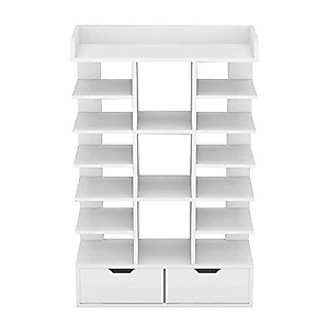 Waktavel 6 Tiers Vertical Shoe Rack, Wooden Shoe Rack Organizer with 2 Drawers and Open Top Free Standing Shoe Storage Stand for Entryway Hallway (White Shoe Rack 6 Tier)