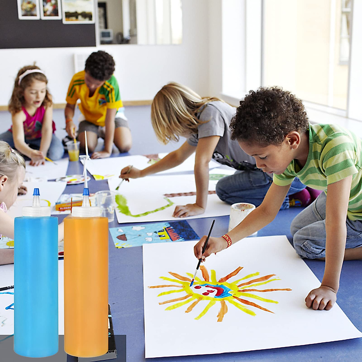 Fasmov Squeeze Bottle, 40 Pack 4-ounce Plastic Condiment Squeeze Squirt Bottles, Plastic Squeeze Bottles with Blue Tip Cap for Ketchup, Sauces, Salad Dressings, Crafts and More