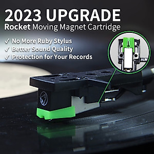 Arkrocket 3-Speed Bluetooth Record Player Retro Turntable with Built-in Speakers Rocket Moving Magnet Cartridges and Removable Legs (Orange)