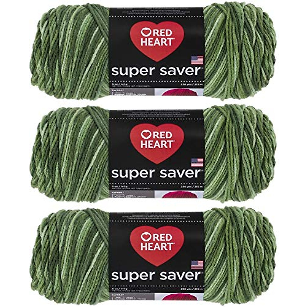 Red Heart Super Saver Yarn (3-Pack) Green Tones E300-629