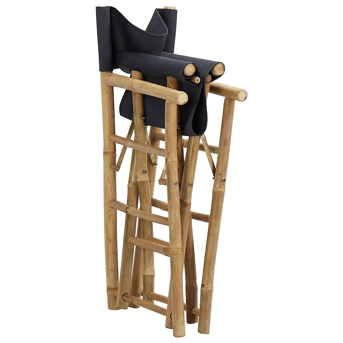 Folding Director's Chairs 2 pcs,Porch Chairs,Backyard Chairs,Lawn Chairs,Balcony Chairs,Foldable for Easy Storage and Transport,for Lawn,Poolside,Courtyard,Balcony,Dark Gray Bamboo and Fabric