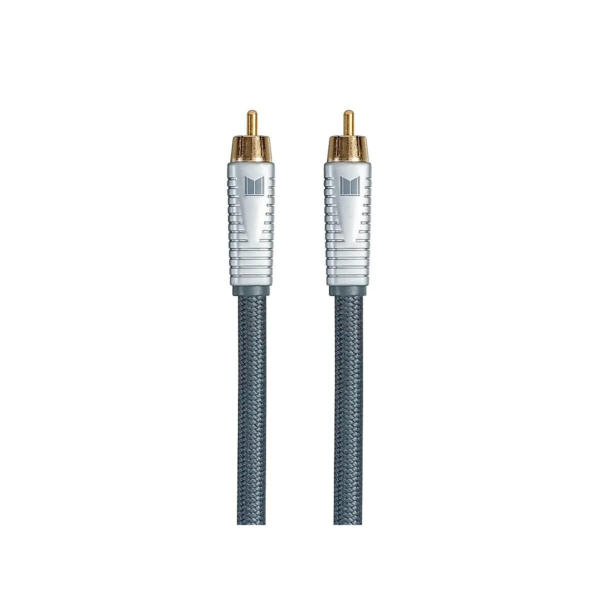 Monolith RCA Cable - 24K Gold Plated Connectors, AL foil, OFC Copper Braided Shield, 6 Feet, Silver