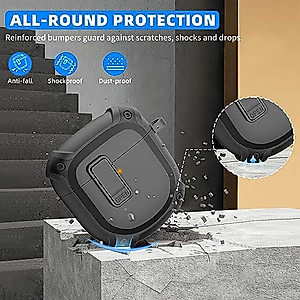 Secure Lock Bose QuietComfort Earbuds II Case(2022),WOFRO Full-Body Shockproof Protective Bose Earbuds 2 Case Cover Hard for Bose QC II Accessories with Carabiner&Lanyard (Black)