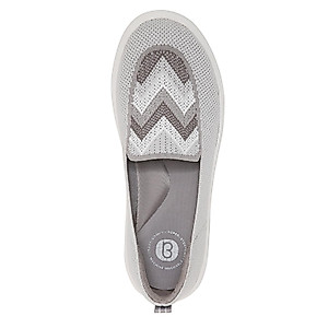 BZees Womens March On Moc Slip-on Loafer, Oyster Grey Chevron Knit, 8 US