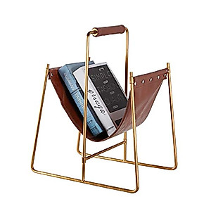 LiLi_Shop Magazine Newspaper Baskets Magazine Rack Newspaper Magazine Storage Rack Retro Coffee Restaurant Bookstore Portable Book Simple Small Bookshelf (Color : Brown, Size : 504030cm)