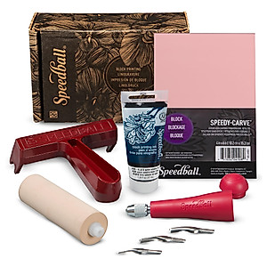 Speedball Super Value Block Printing Starter Kit – Includes Ink, Brayer, Lino Handle and Cutters, Speedy-Carve