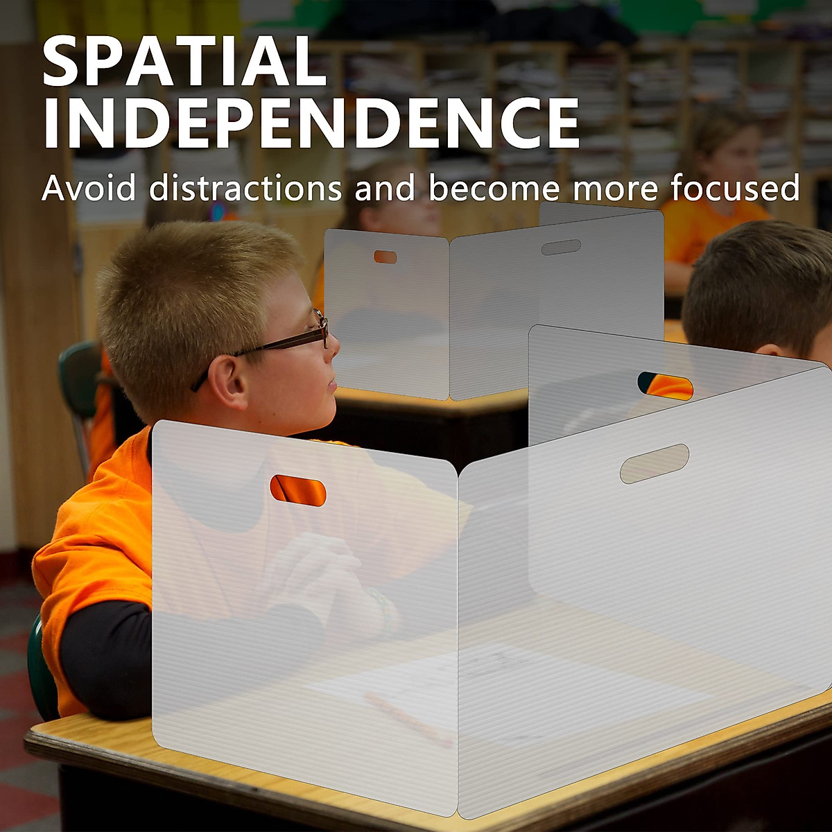 Privacy Shields 2 Pack Durable Easy Carry Plastic Desk Dividers-Easy to Disinfect Classroom Dividers-Portable Divider-Re-usable Privacy Divider