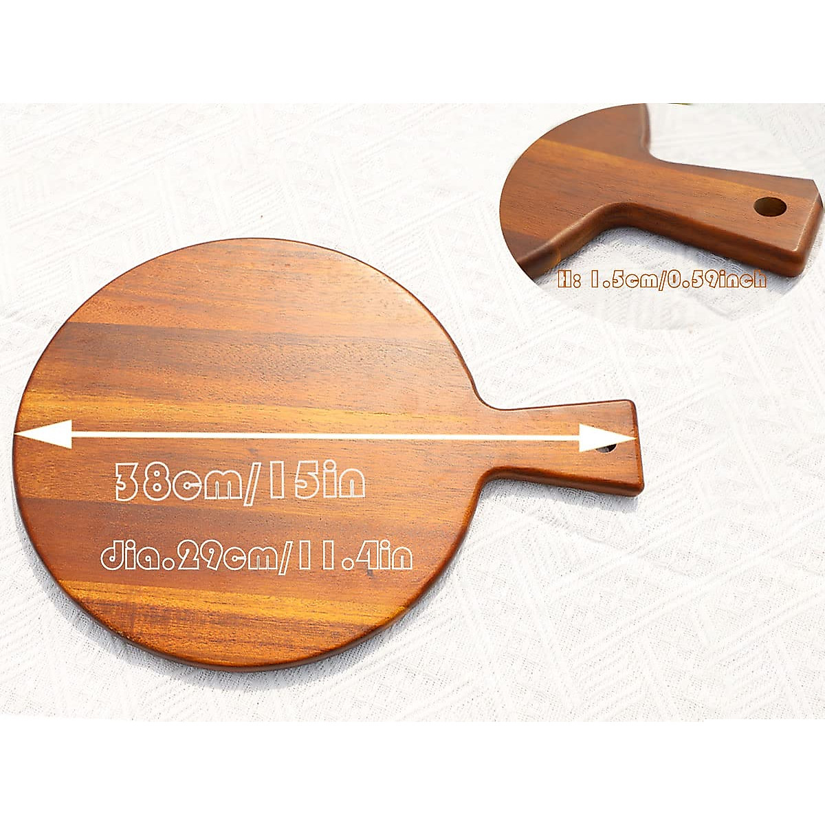 17x7.9in Acacia Wood Cutting Board with Handle, Cheese Paddle Cutting Board Serving Board with Handle Rectangle Bread Board Wooden Board Christmas