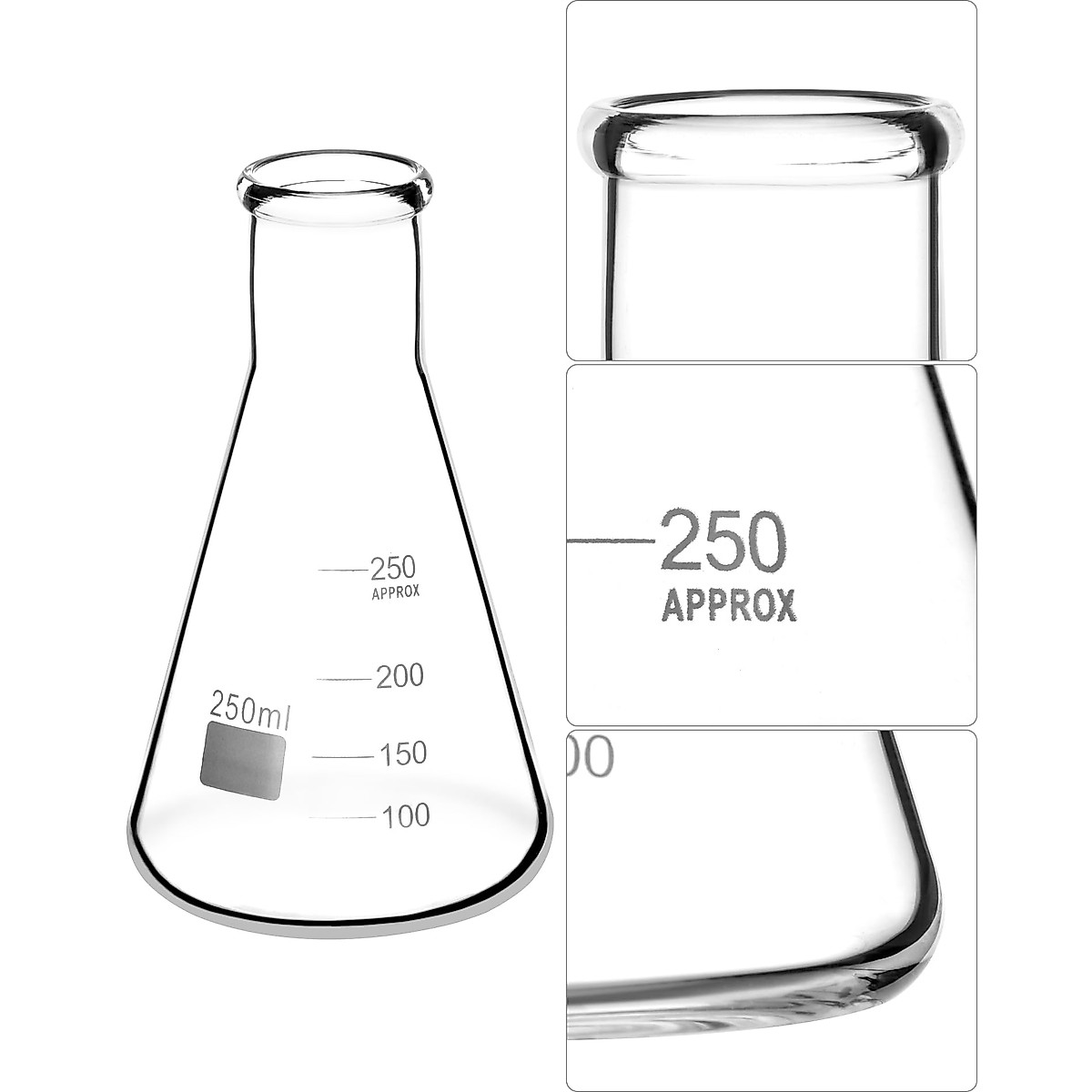 QWORK Lab Glassware Set, Quality Borosilicate Glass Beaker Flask Cylinder Set, Heat Resistant, Ideal for Laboratories and School Science Experiments