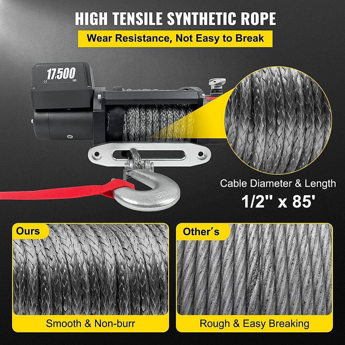 VEVOR 17500Ibs Truck Winch, Black