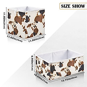 Cube Storage Bins 11 x 11 Cow Printed Storage Cubes for Shelf Closet Collapsible Cubby Organizer Basket Black Brown