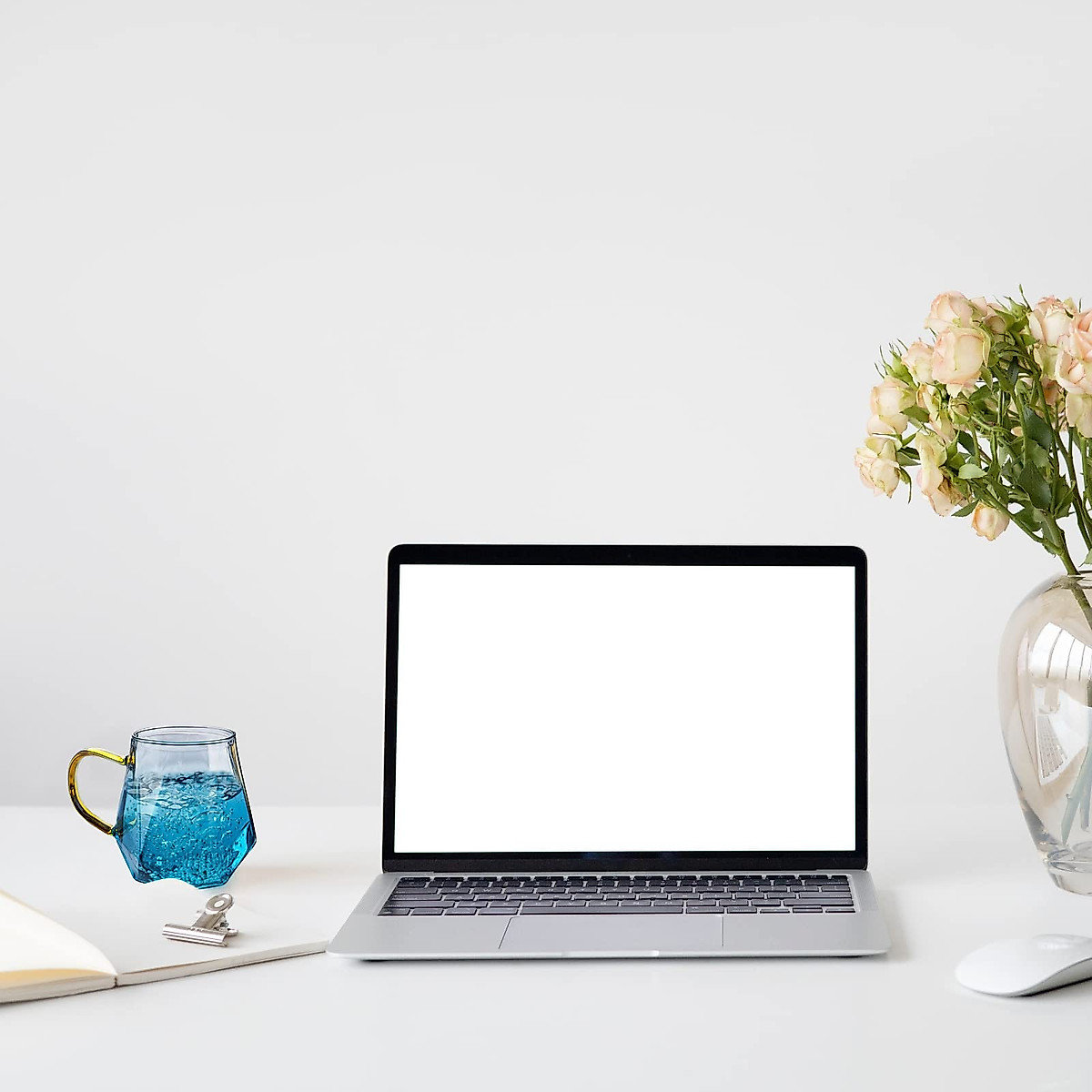 Pturey Gradient Blue Heat Resistant Glass Coffee Cups Set Of 4, Crystal Diamond Shape 11oz Glass Espresso Cups, Borosilicate Glass Tea Cups