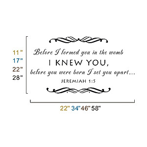 Baby Nursery Wall Decal - Before I Formed You in The Womb Christian Scripture Wall Decal (Brown, X-Large)