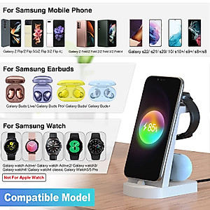 Charging Station for Samsung Multiple Devices,3 in 1 Fast Charging Stand USB-C Charger for Galaxy Watch 5/5 Pro/4/3/Active,Galaxy S23/S22/S21/S20/S10/Note20/Note10/Z Flip 4/Z Fold 4/Galaxy Buds