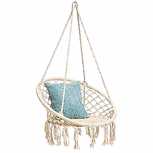 Mertonzo Hammock Swing Chair for 2-16 Years Old Kids,Handmade Knitted Macrame Hanging Swing Chair for Indoor,Bedroom,Yard,Garden- 230 Pound Capacity