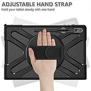 ZenRich Samsung Galaxy Tab S10 Ultra 2024 /S9 Ultra 2023 /S8 Ultra 2022 Case 14.6 inch with S Pen Holder, Shockproof Rugged Case with [360 Degree Rotatable Kickstand][Hand Strap]