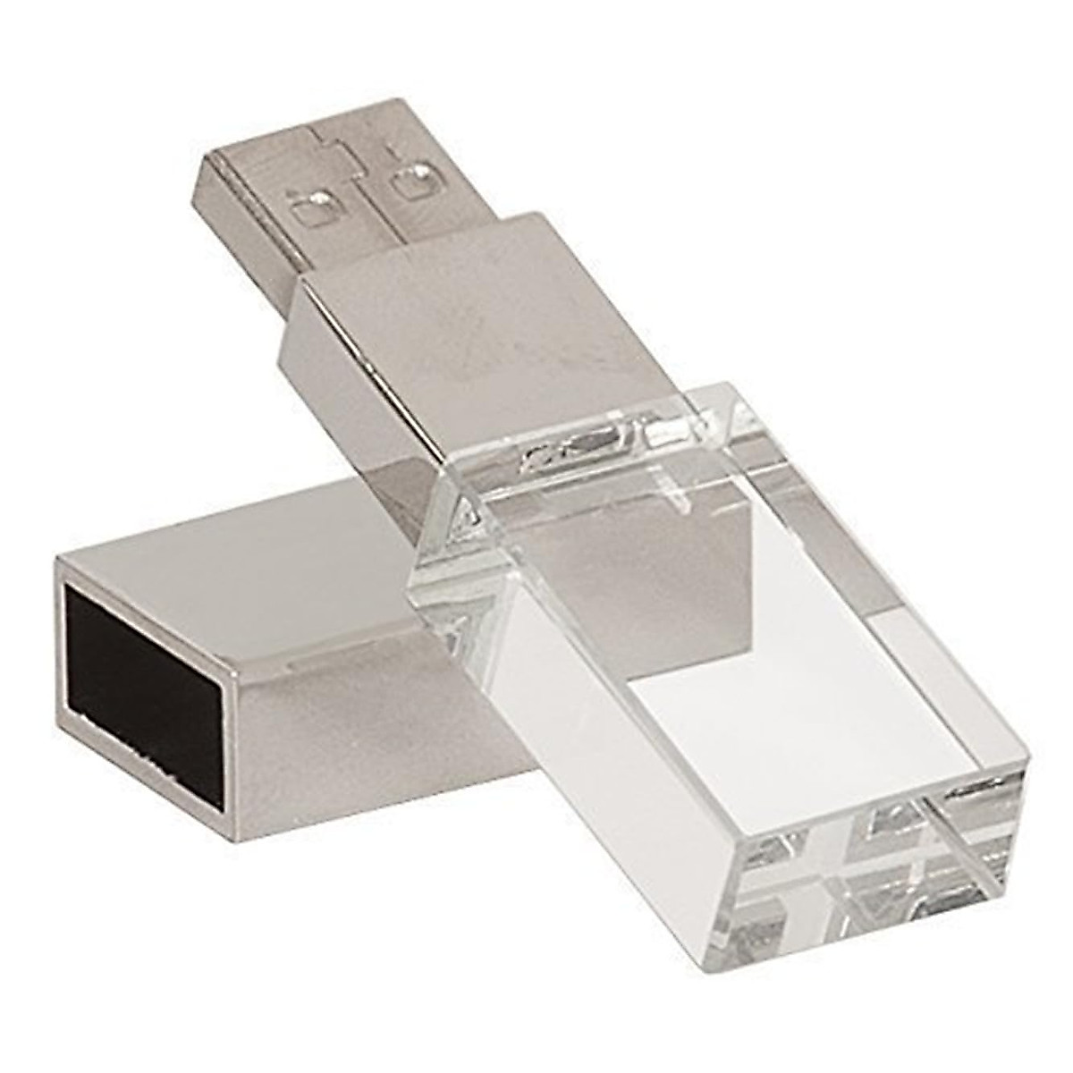 New Crystal Transparent Rectangle Genuine USB Flash Drive Wedding Gift Pen Drive,Silver