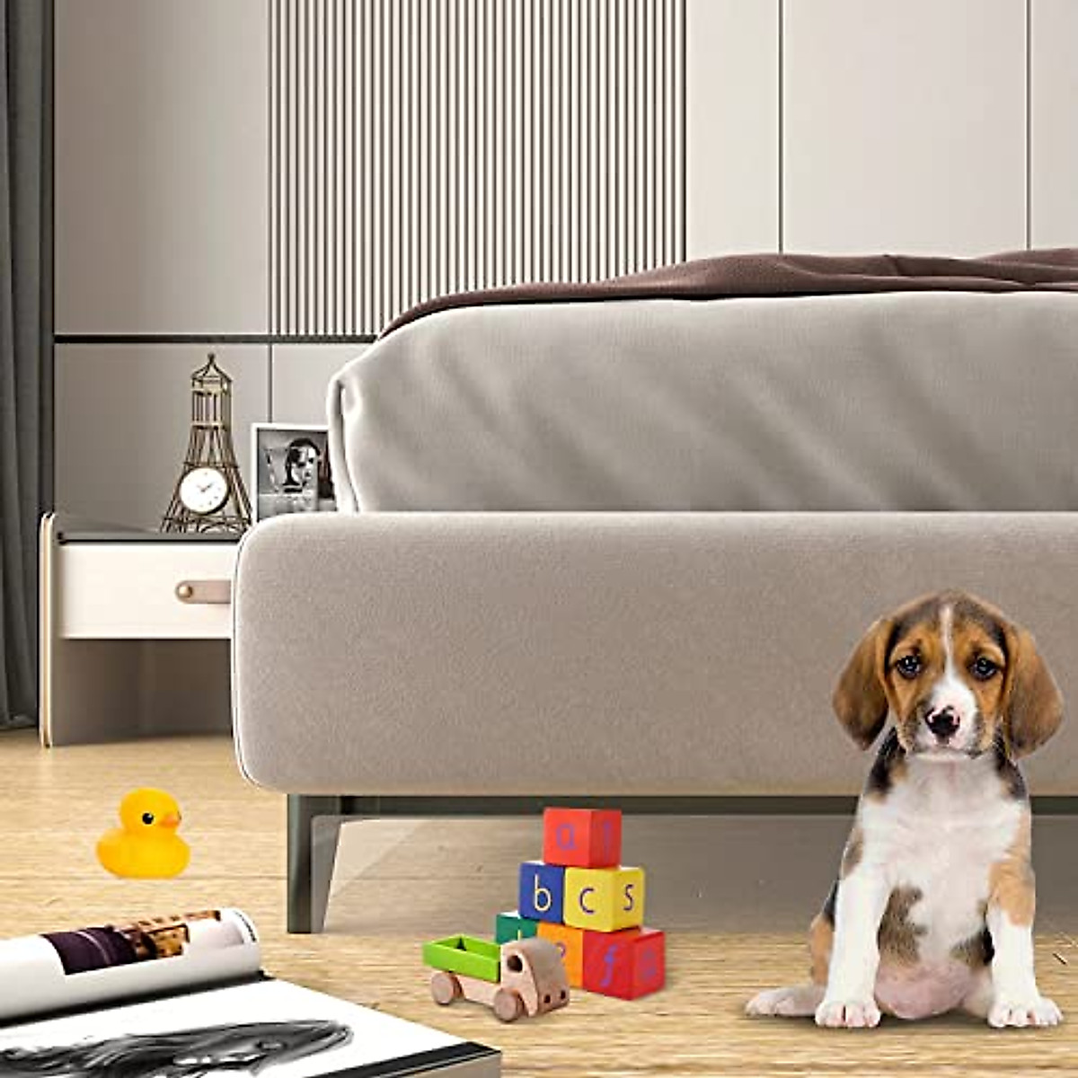 WHALE STORE 8 Packs Acrylic Couch Blocker, Transparent Under Bed Blocker 15.74" L x 3.14" H for Prevent Things from Getting Under The Furniture Comes with Strong Tape for Hard Surface Floors Only