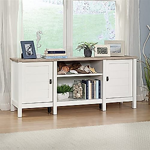Sauder Cottage Road TV Credenza with Doors in Soft White, Soft White Finish