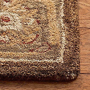 SAFAVIEH Anatolia Collection 8' x 10' Brown / Green AN512F Handmade Traditional Oriental Premium Wool Area Rug