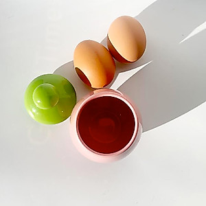 Äggcøddler AggCoddler - Scandinavian Porcelain Egg Coddler with Simple Lid - Minimalist Design Egg Poacher Cooker for Quick and Easy Breakfast or Elegant Display - Hanna M, Small, Pink
