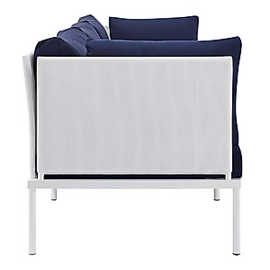 Modway EEI-4967-WHI-NAV Harmony Outdoor Patio Aluminum Sofa, White Navy