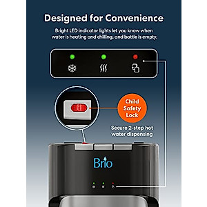 Brio Bottom Loading Water Cooler Water Dispenser – Essential Series - 3 Temperature Settings - Hot, Cold & Cool Water - UL/Energy Star Approved