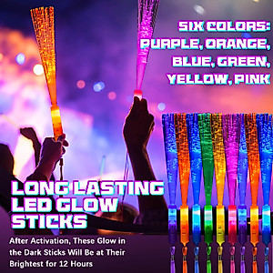Skylety 36 Pack Fiber Optic Wands Glow Wands LED Light up Wand Bulk Flashing Sticks with Included Batteries for Birthday Wedding Carnival Concerts Party Favors (Bright Color)