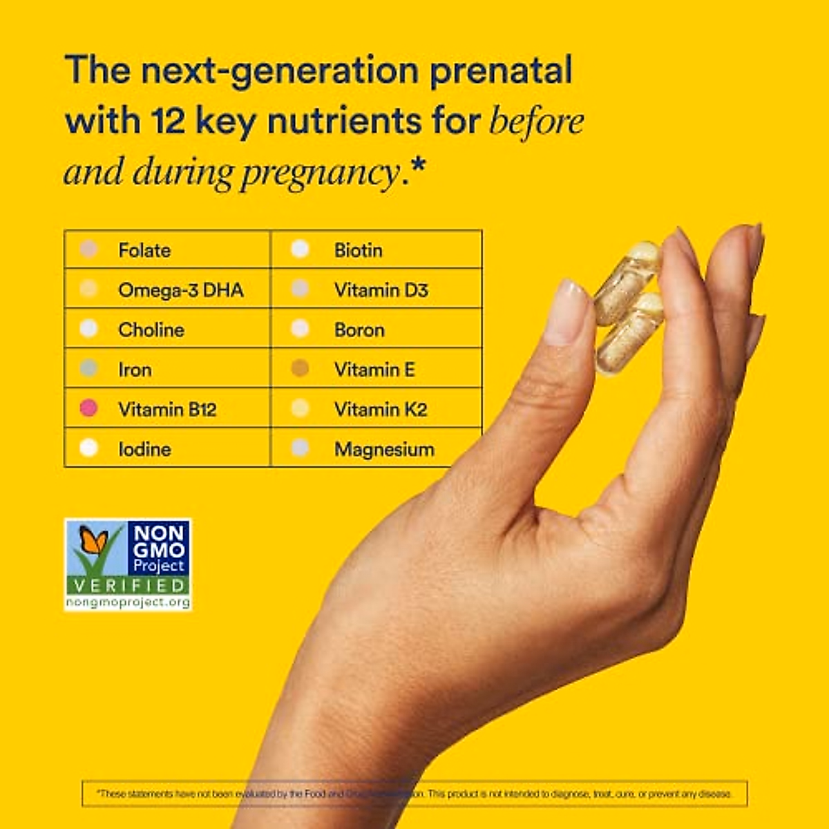 Ritual Prenatal Vitamin: Folate & Choline for Neural Tube Support, Omega-3 DHA for Fetal Brain Development, Iron, Calcium-Helper D3 & K2, Non-GMO, Citrus Essenced, 30 Day Supply, 60 Vegan Capsules