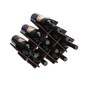 fdjamy Wooden 8Bottle Butterfly Wine Rack, Small countertop Wine Rack, Minimal Assembly, Stylish and Chic Appearance, Dark Brown (jjhd01)