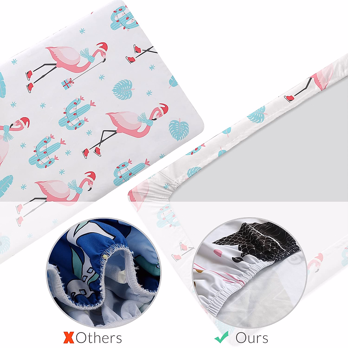 ARIGHTEX 2 Pack Flamingo Pattern Fitted Crib Sheets, Soft Jersey Knit, Breathable Baby Sheet, Pink White, Portable Mattress Topper for Girl, 28"x 52", Nursery Sheet Fits Standard Size