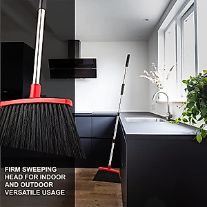 Broom Strongest 80% Heavier Duty - Outdoor Broom Indoor Broom, Angle Broom with Extendable Broomstick for Easy Sweeping - Easy Assembly & Durable, Great Use for Home Kitchen Room Office Lobby Floor