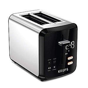 KRUPS KH320D50 My Memory Digital Stainless Steel Toaster, 7 Browning Level with personalized setting, Black