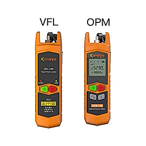 KomShine KPM-11M Power Meter Tester 7 Wavelengths + KFL-11M 30mW 25kmVisual Fault Locator VFL Fiber Optic Red Light Pen LED Lights Adapter for FC SC ST Connectors