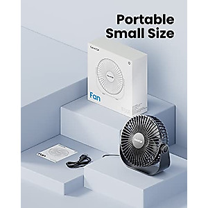 Gaiatop USB Desk Fan, 3 Speeds Portable Small Fan with Strong Airflow, 5.5 Inch Quiet Table Fan, 90° Rotate Personal Cooling Fan For Bedroom Home Office Desktop Travel (Black)
