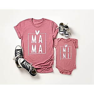 Olive Loves Apple Mommy & Me Matching Square Block Shirts & Bodysuits for Kids & Adults Peach Shirt Youth Small