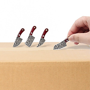 Coitak Damascus Pocket Knife Set, Mini Chef Knife Set, Tiny Keychain Knife with Sheath for Package Opener Box Cutter, Set of 4